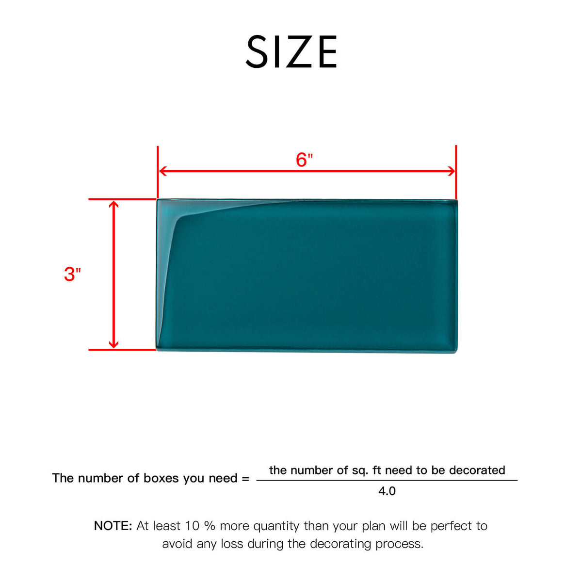 Glass Subway Tile, 3 x 6 Inch, 4 Sq Ft, Dark Teal Glass for Bathroom W ...