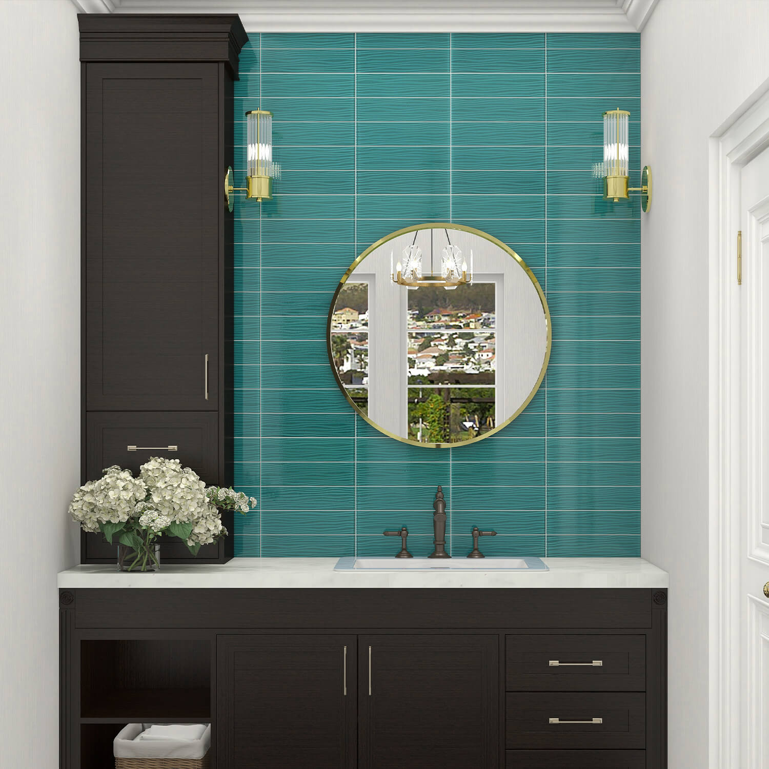 Aquamarine Water Wave Glass Subway Tile 3 12 Inches 16 Pcs Gs20