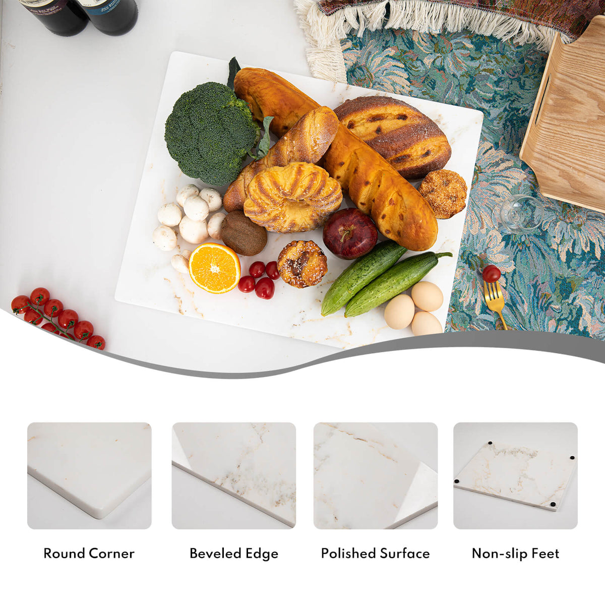Luxury White Marble Cutting Board, Pastry Board For Kitchen, Large Cal ...