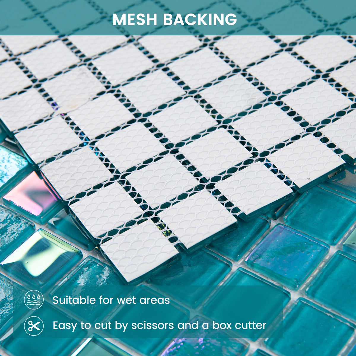 Glass Mosaic Tile Vanadium Blue 12 x 12 Inch Glossy Glass Tile for Swi ...